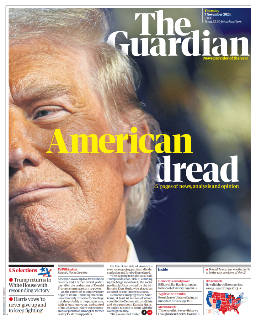 Guardian Front Page 7th of November 2024 - Tomorrow's Papers Today!