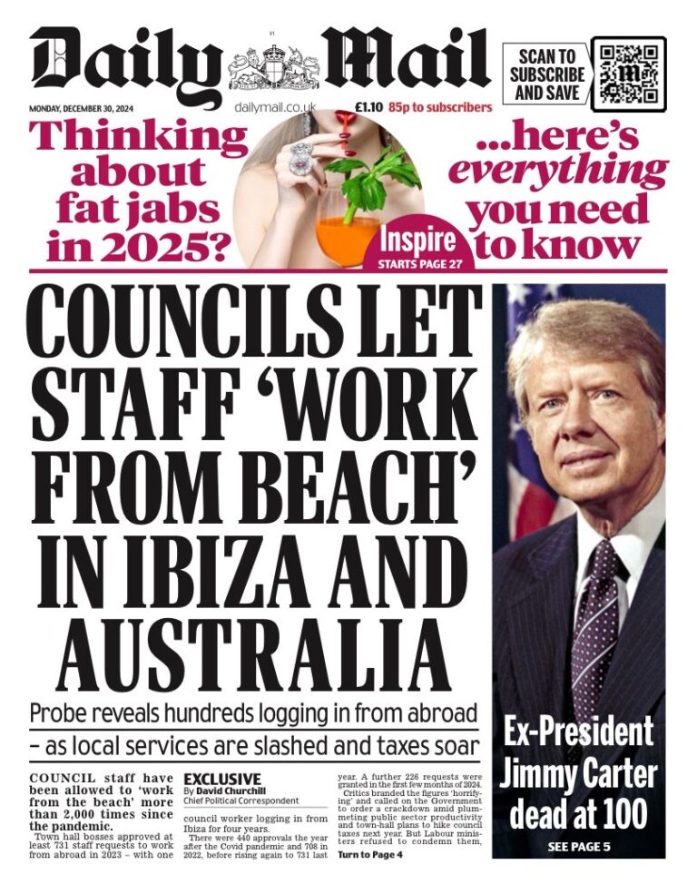 Daily Mail Front Page 30th of December 2024 - Tomorrow's Papers Today!