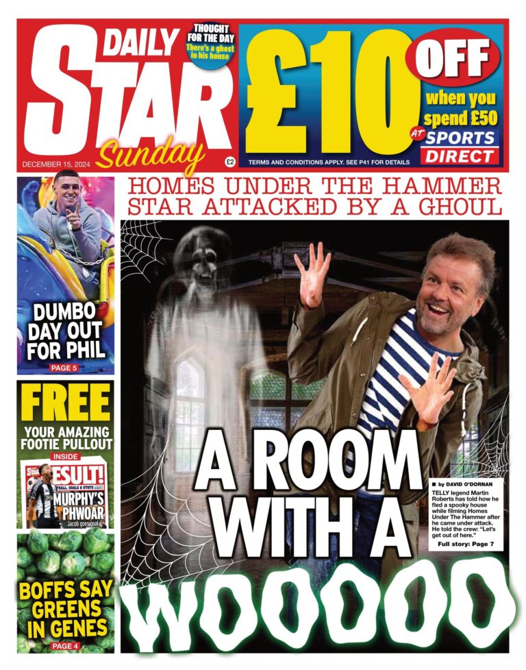 Daily Star Sunday Front Page 15th of December 2024 - Tomorrow's Papers Today!