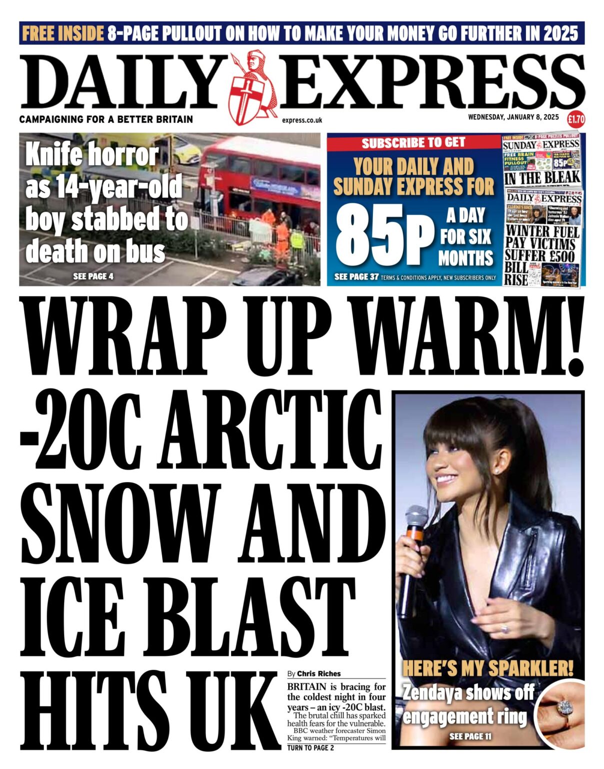 Daily Express Front Page 8th of January 2025 - Tomorrow's Papers Today!