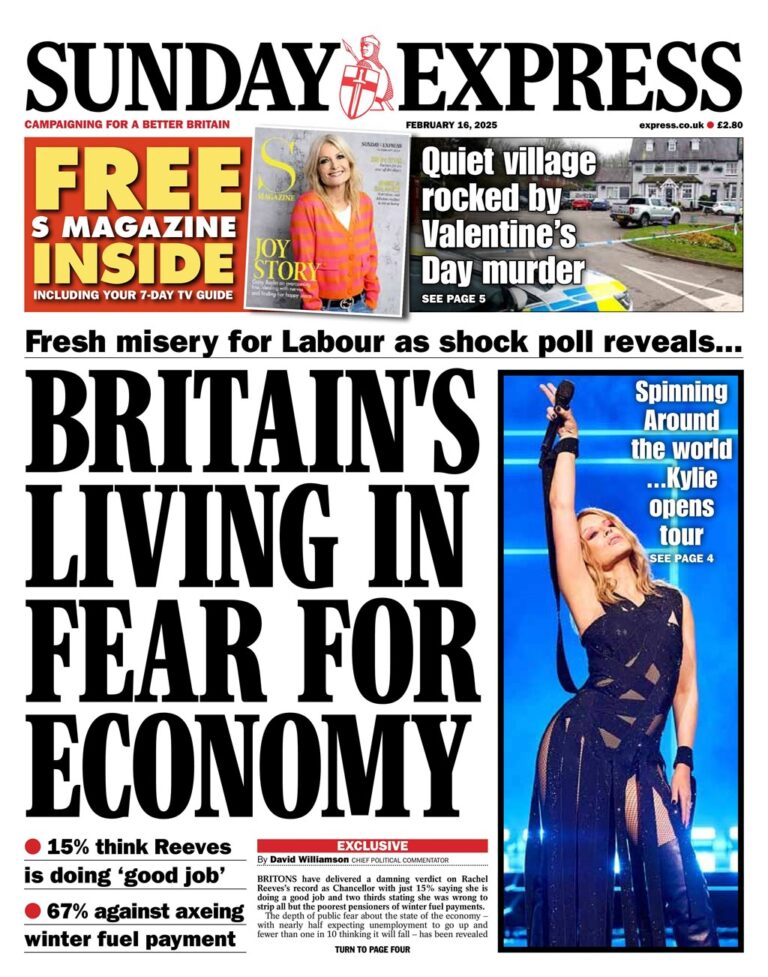 Sunday Express Front Page 16th of February 2025 - Tomorrow's Papers Today!