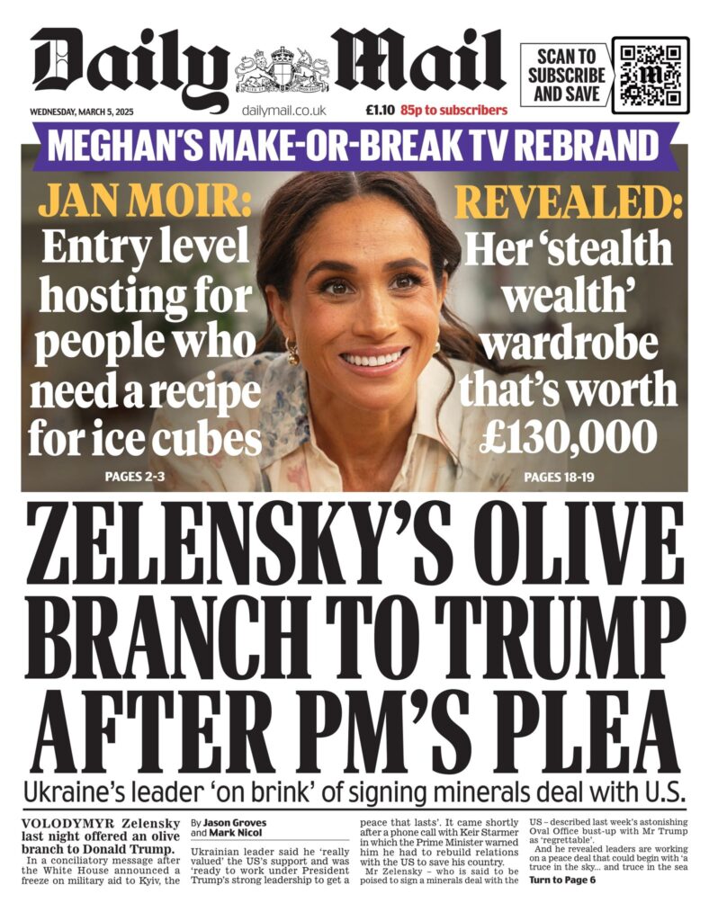 Daily Mail Front Page 5th of March 2025 - Tomorrow's Papers Today!