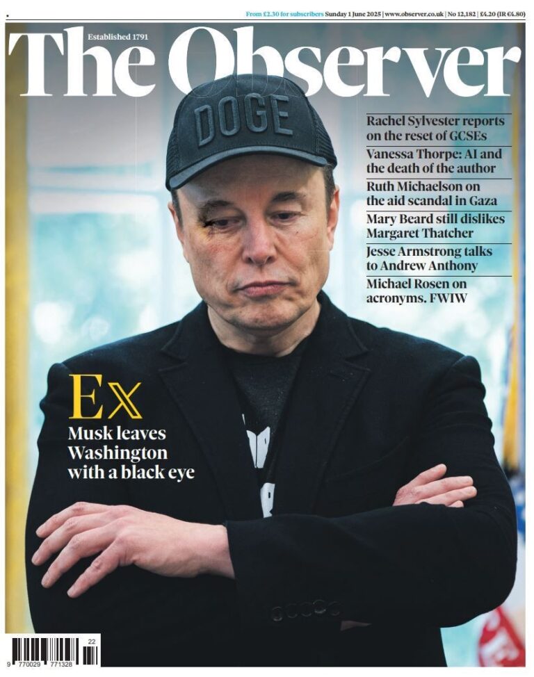 Observer Front Page 1st of June 2025 - Tomorrow's Papers Today!