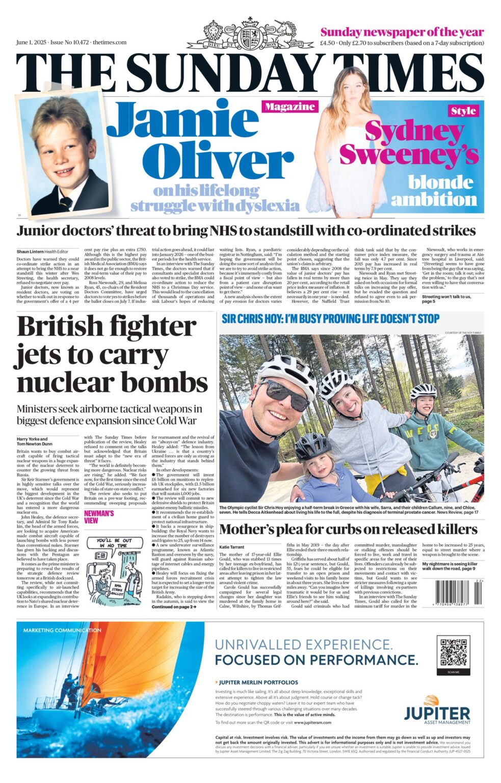 Sunday Times Front Page 1st of June 2025 - Tomorrow's Papers Today!