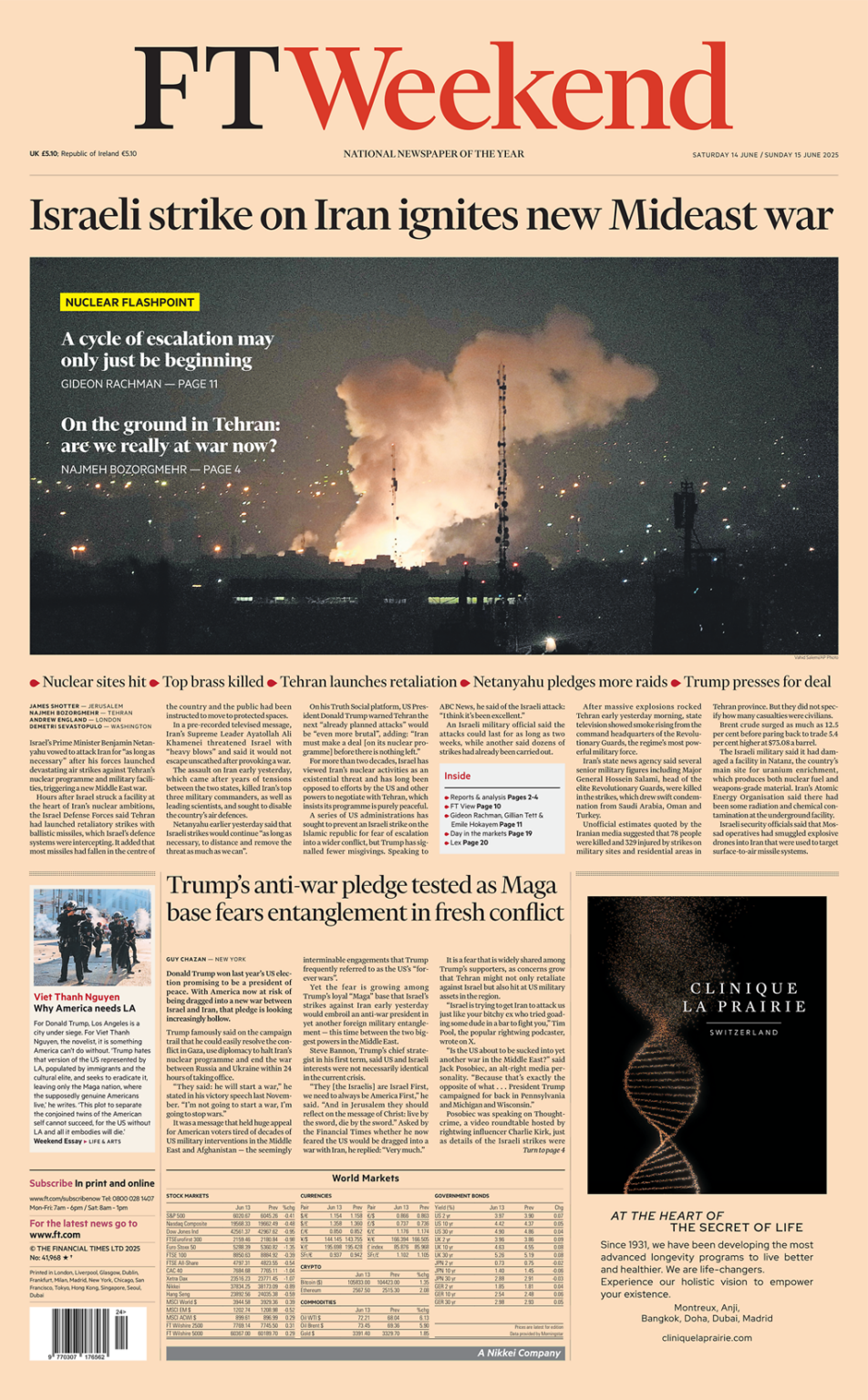 FT Weekend Front Page 14th of June 2025 - Tomorrow's Papers Today!