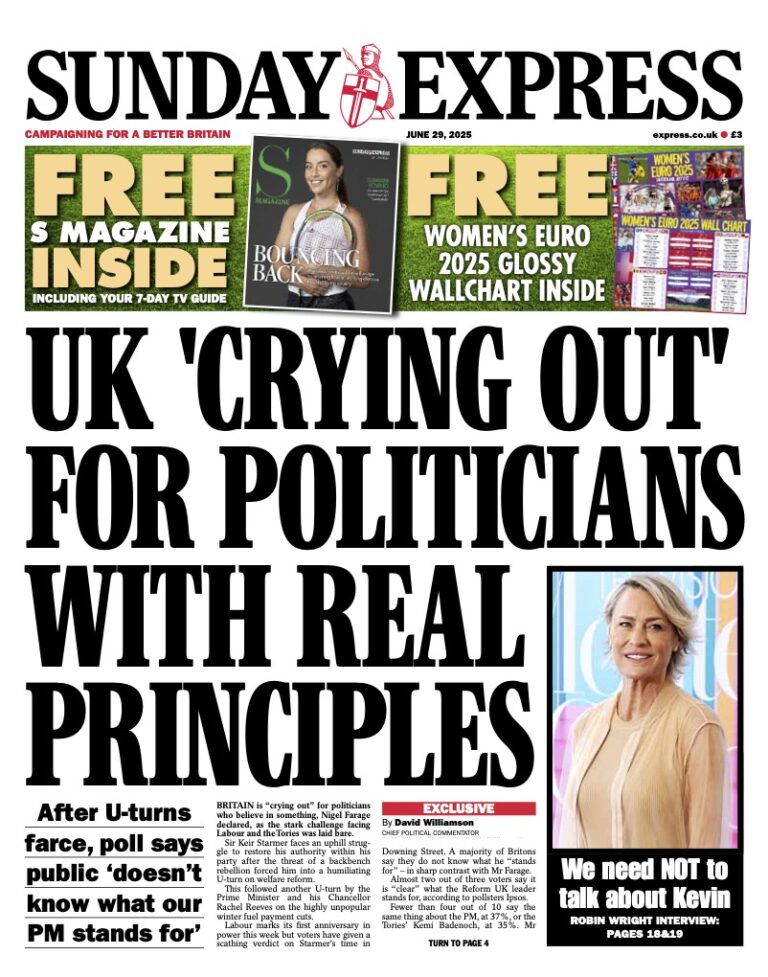 Sunday Express Front Page 29th of June 2025 - Tomorrow's Papers Today!