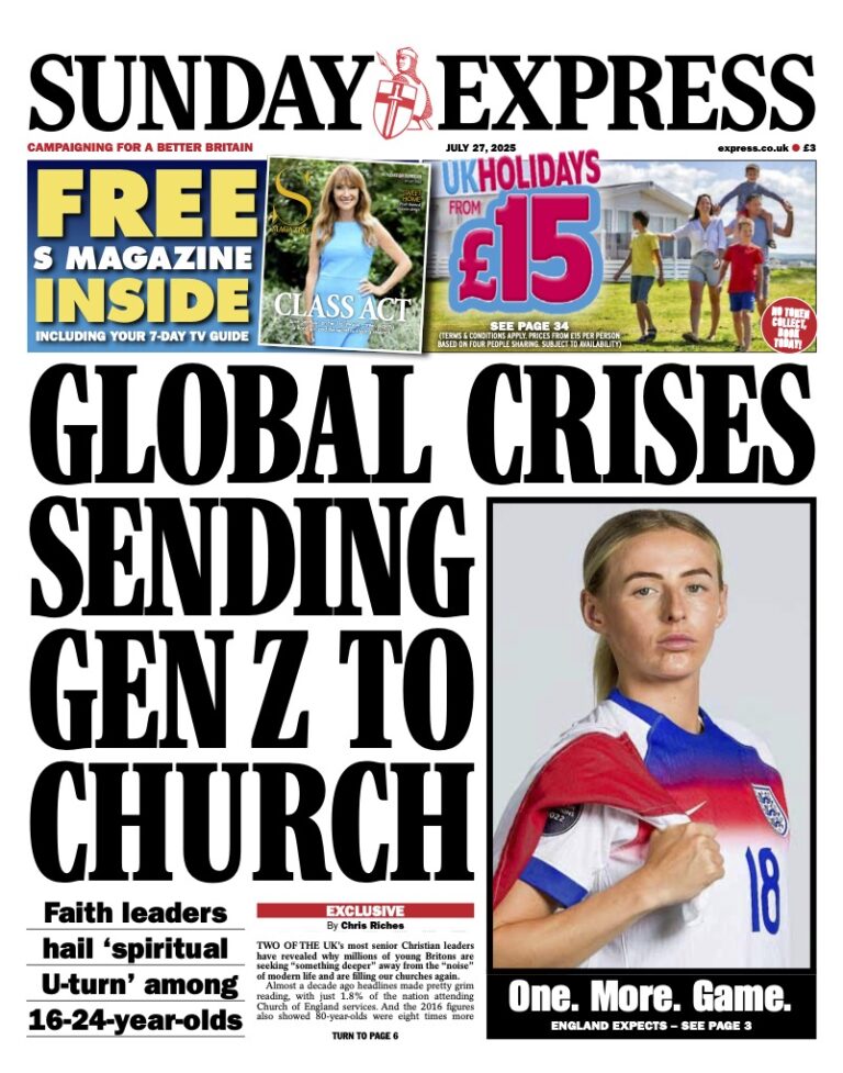 Sunday Express Front Page 27th of July 2025 - Tomorrow's Papers Today!