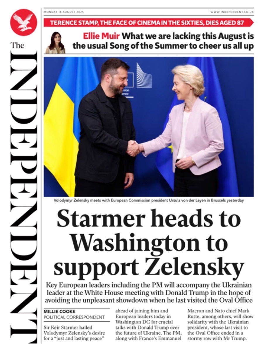 Independent Front Page 18th of August 2025 - Tomorrow's Papers Today!
