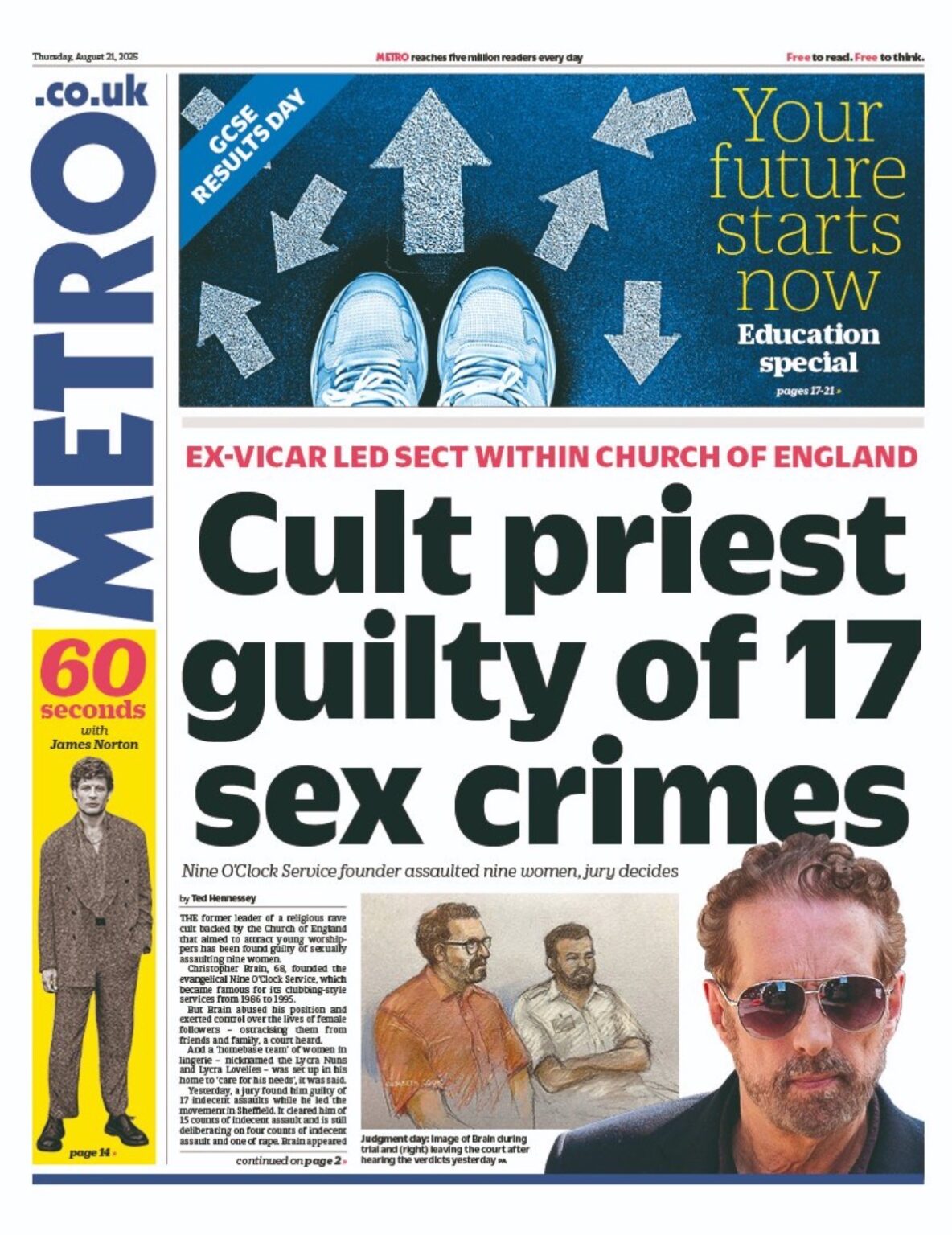 Metro Front Page 21st of August 2025 - Tomorrow's Papers Today!