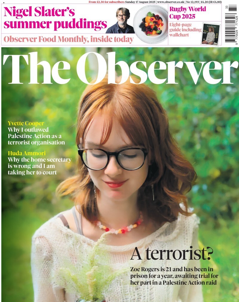 Observer Front Page 17th of August 2025 - Tomorrow's Papers Today!