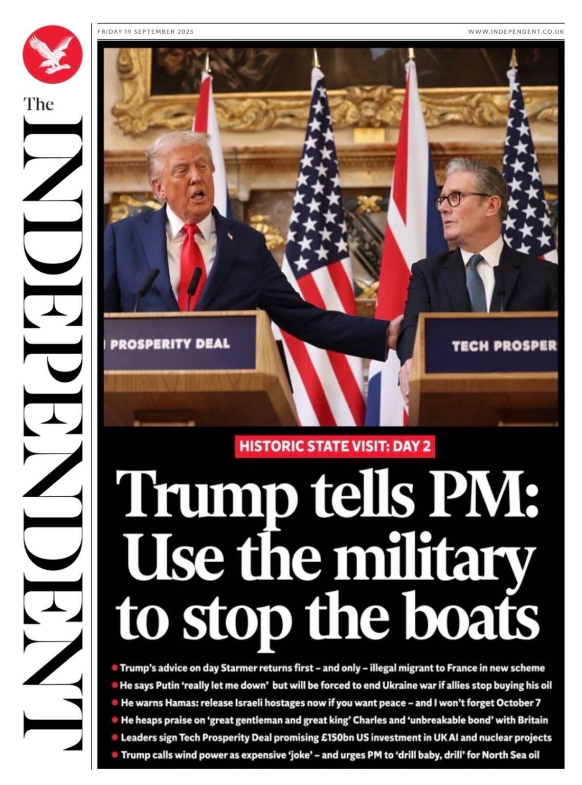 Independent Front Page 19th of September 2025 - Tomorrow's Papers Today!