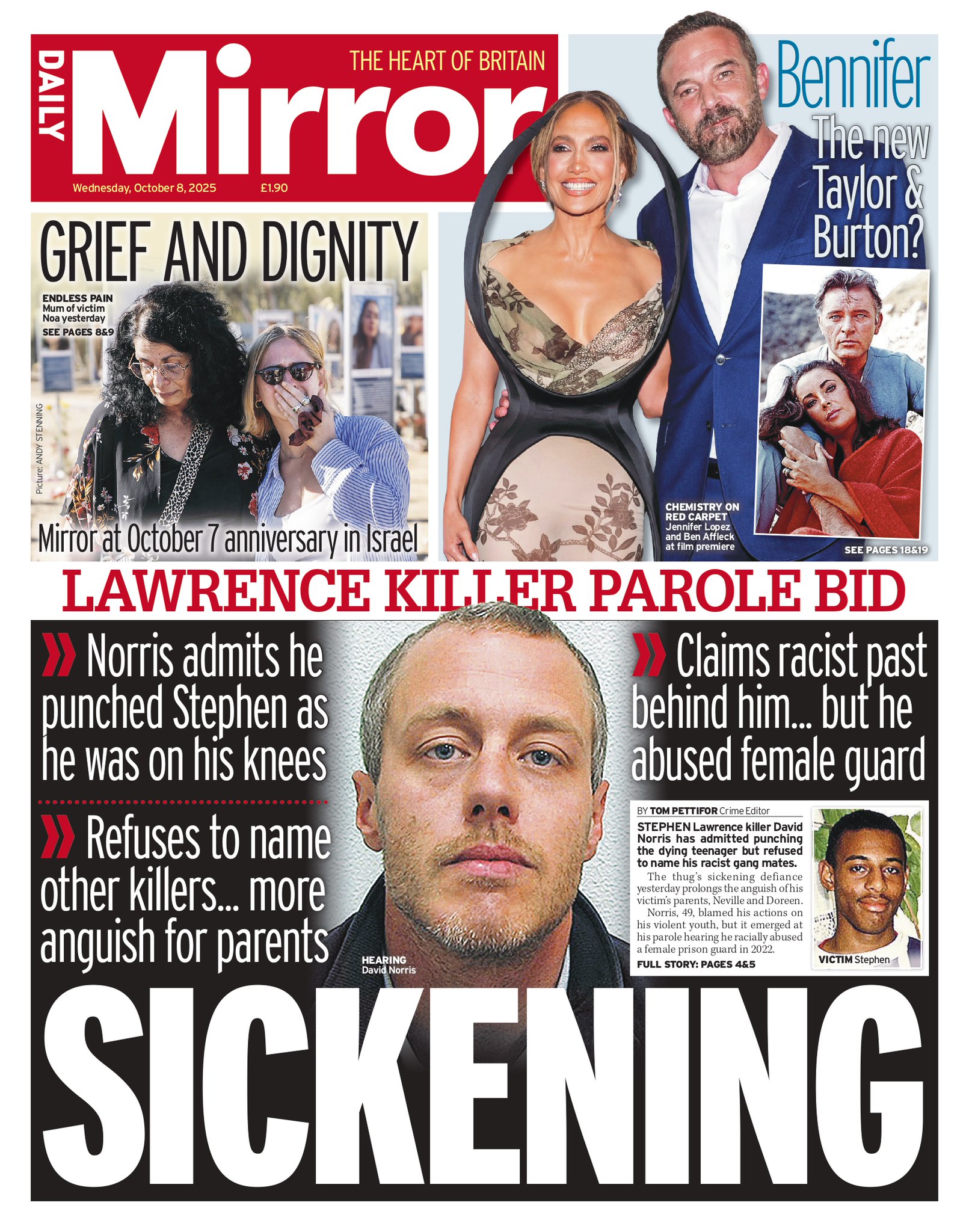 Daily Mirror Front Page 8th of October 2025 - Tomorrow's Papers Today!