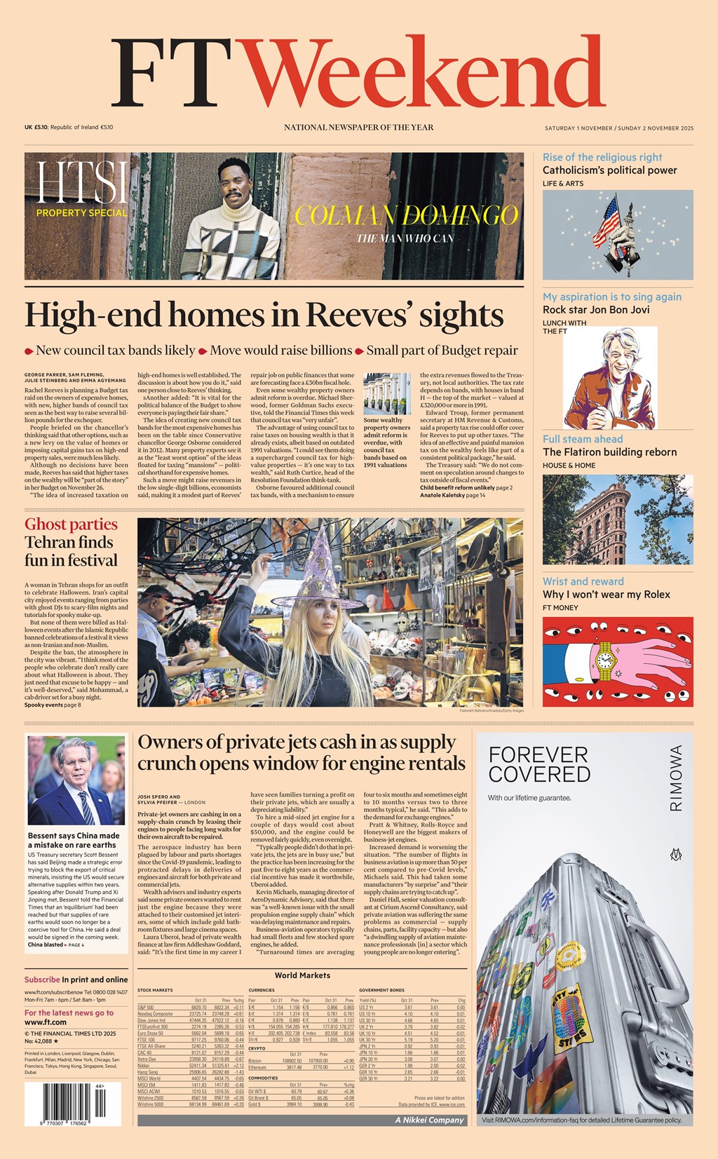 FT Weekend Front Page 1st of November 2025 - Tomorrow's Papers Today!