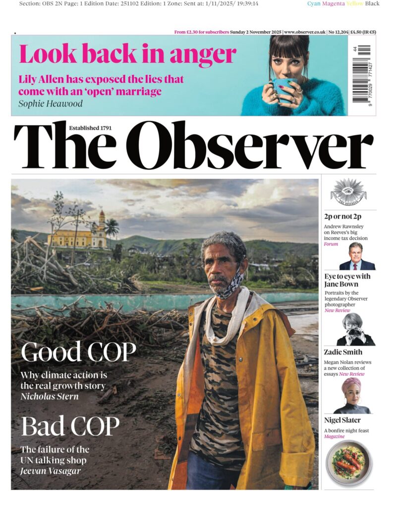 Observer Front Page 2nd of November 2025 - Tomorrow's Papers Today!