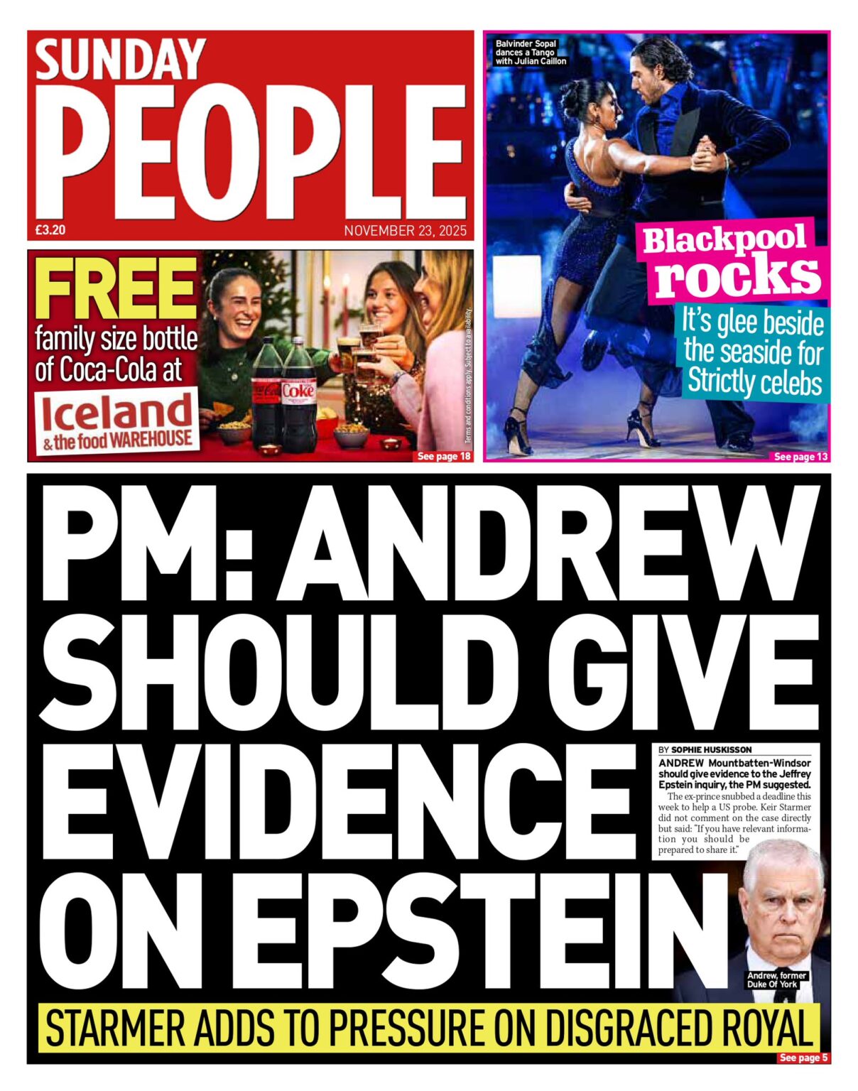 Sunday People Front Page 23rd of November 2025 - Tomorrow's Papers Today!