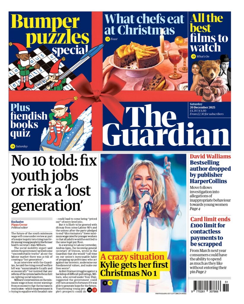 Guardian Front Page 20th of December 2025 - Tomorrow's Papers Today!