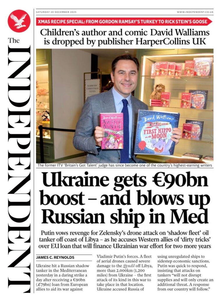 Independent Front Page 20th of December 2025 - Tomorrow's Papers Today!