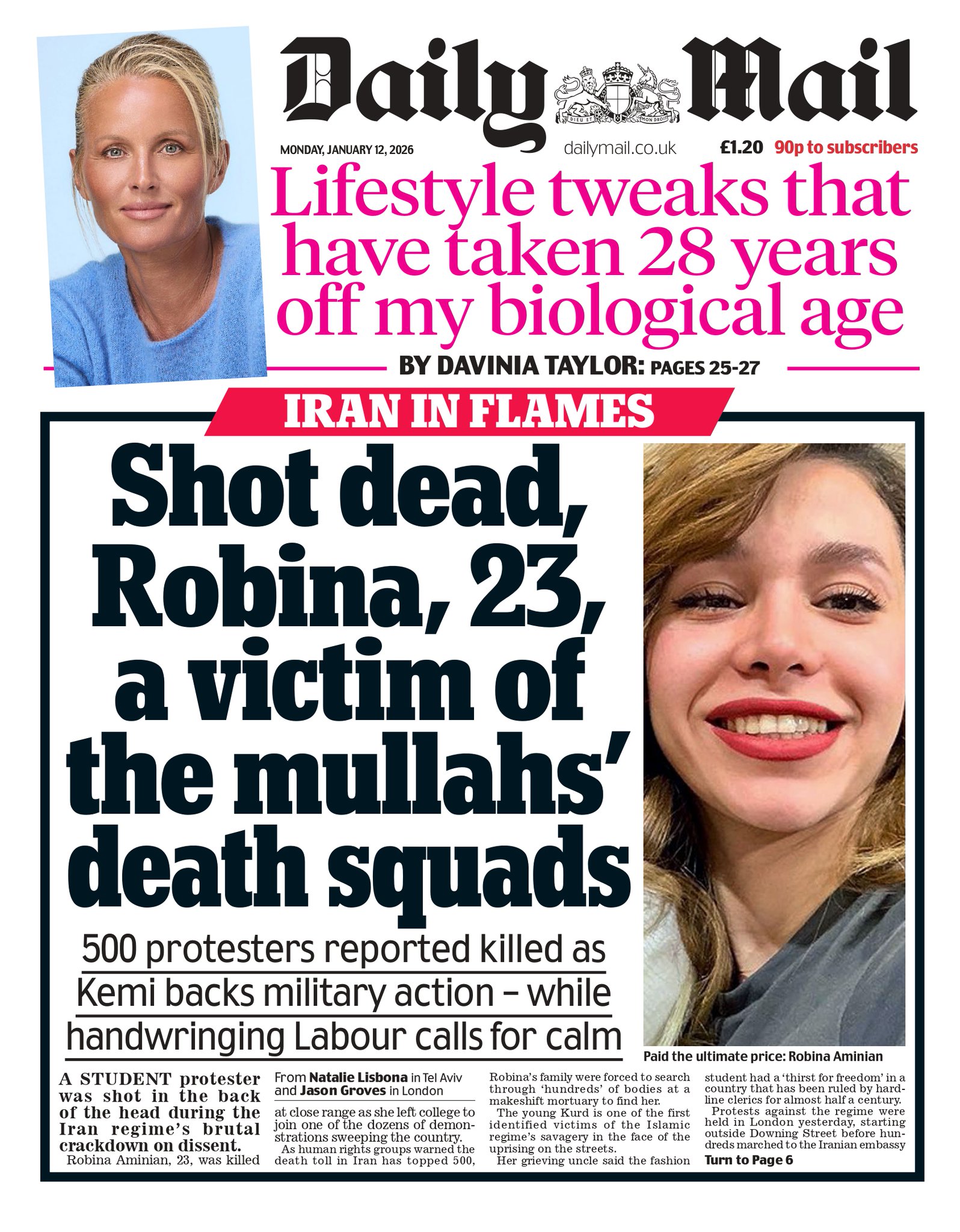 Daily Mail Front Page 12th of January 2026 - Tomorrow's Papers Today!