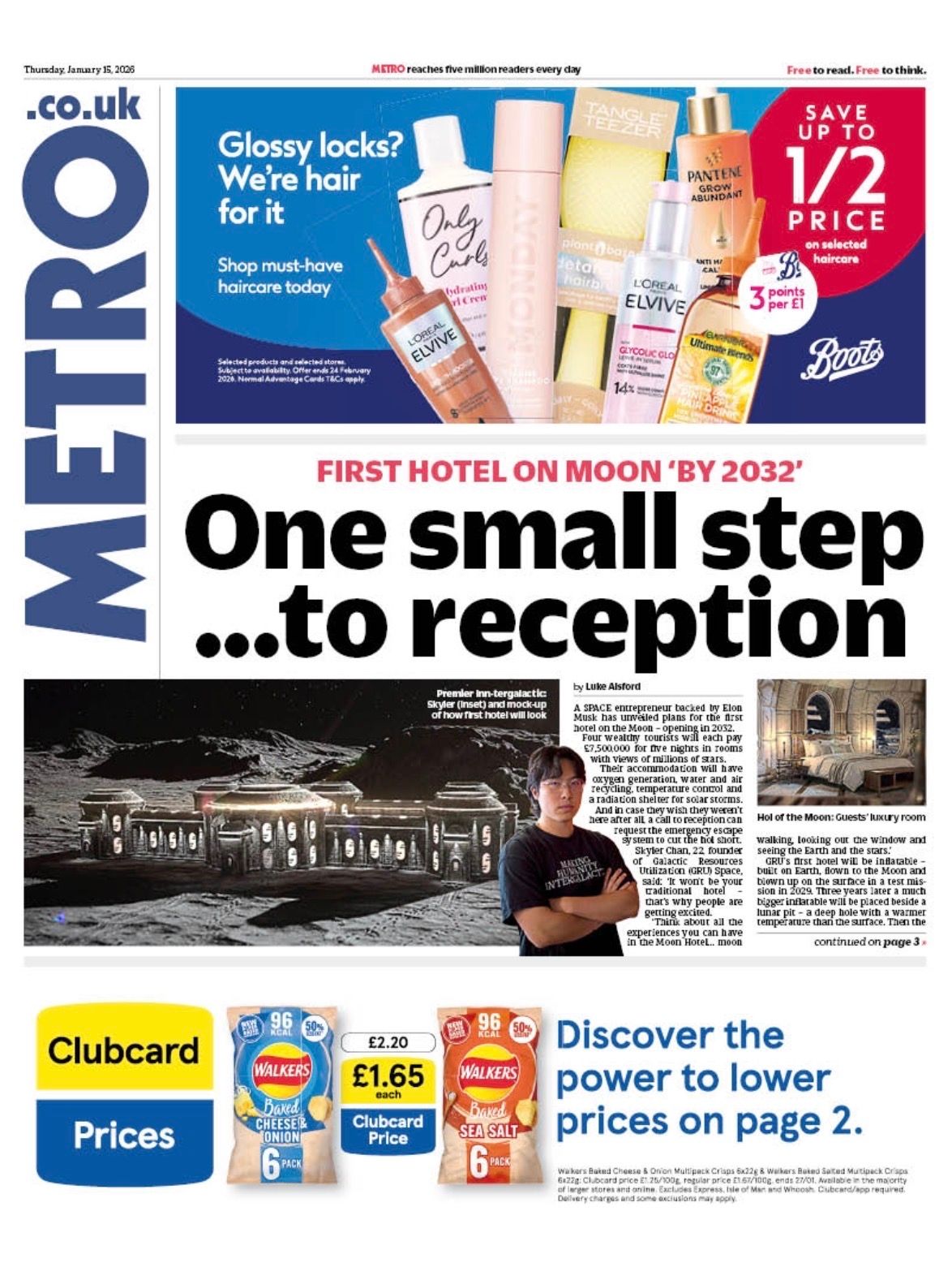 Metro Front Page 15th of January 2026 - Tomorrow's Papers Today!