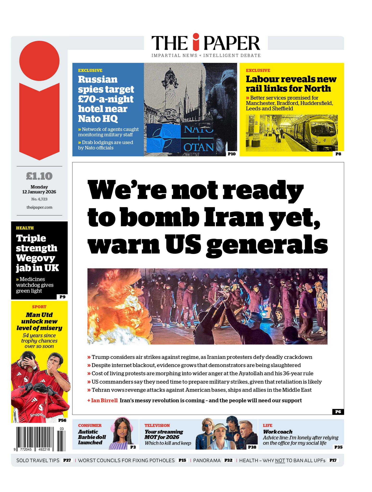 i Front Page 12th of January 2026 - Tomorrow's Papers Today!